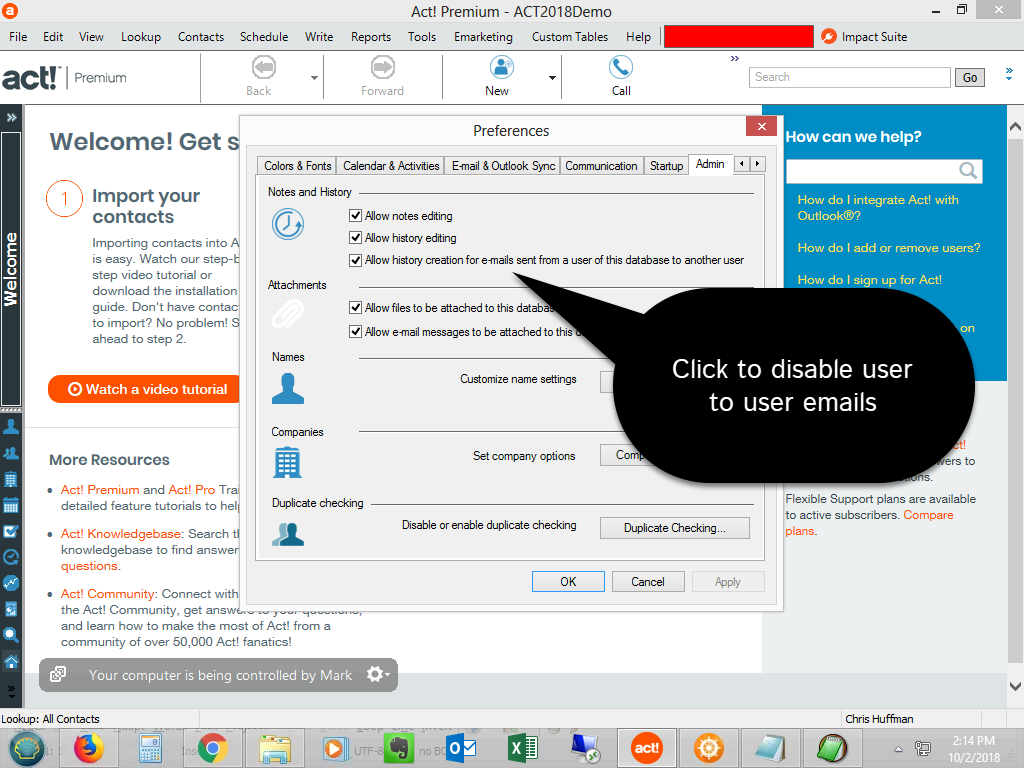 How To Disable Internal Emails Attaching To Act Records Mondocrm